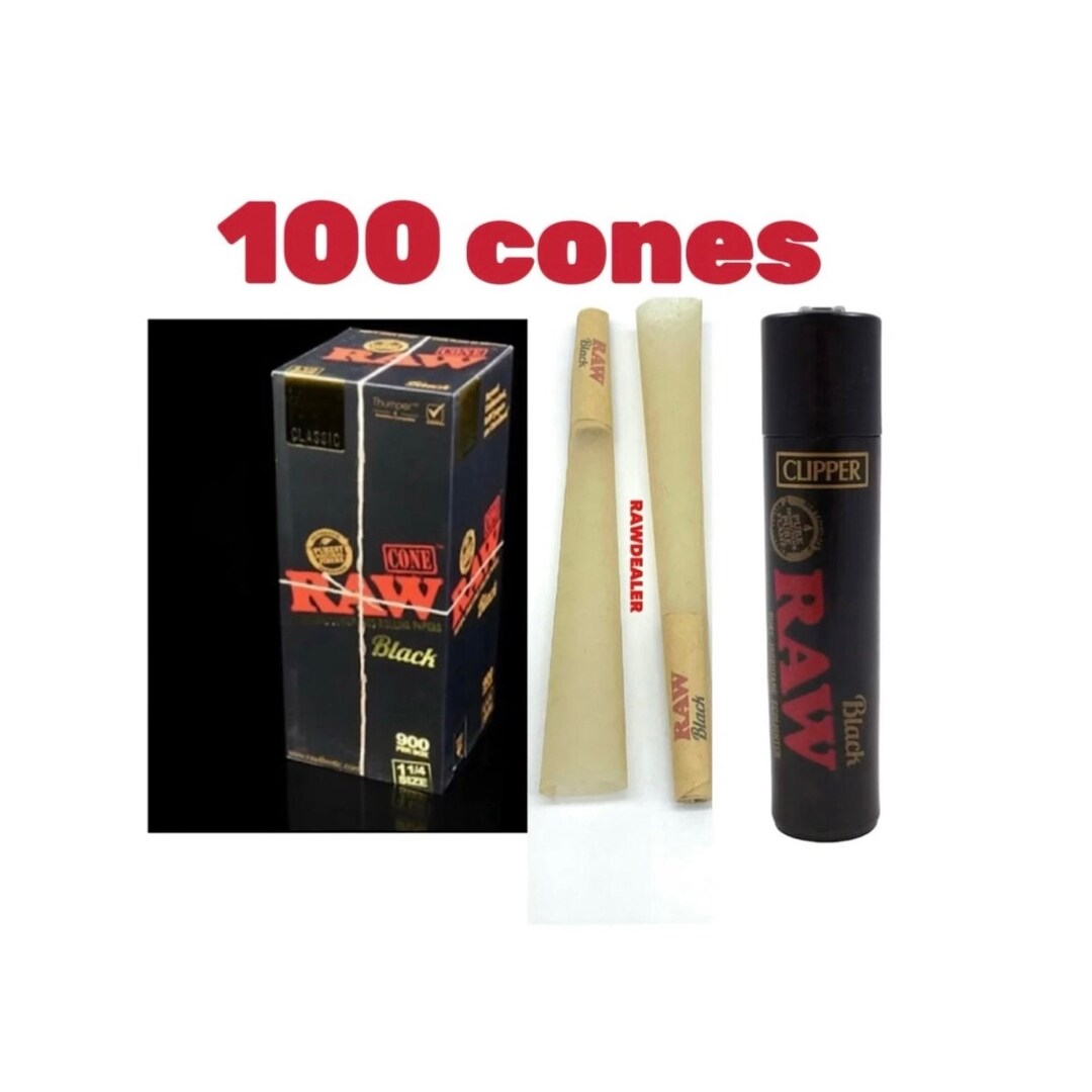 Raw Black Classic 1 1/4 Size Pre Rolled Cone With Tip 50pk - Etsy