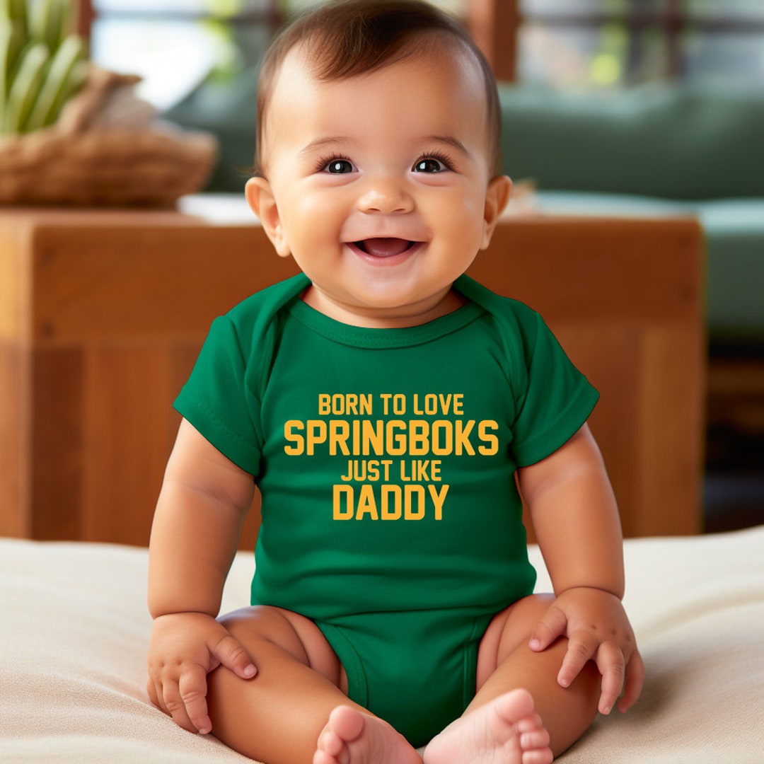 Born to Love Springboks Just Like Daddy Babygrow Baby Vest - Short ...