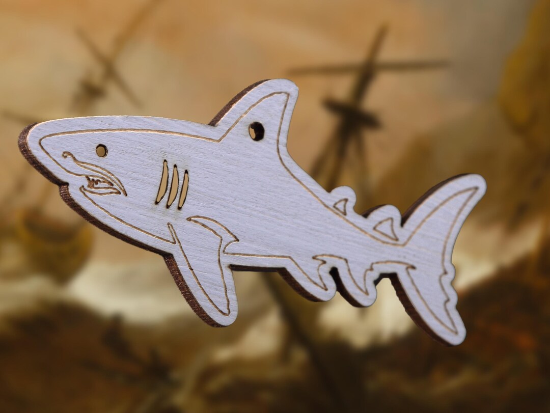Great White Shark Hanging Ornament, Laser Cut Plywood With Water Based ...