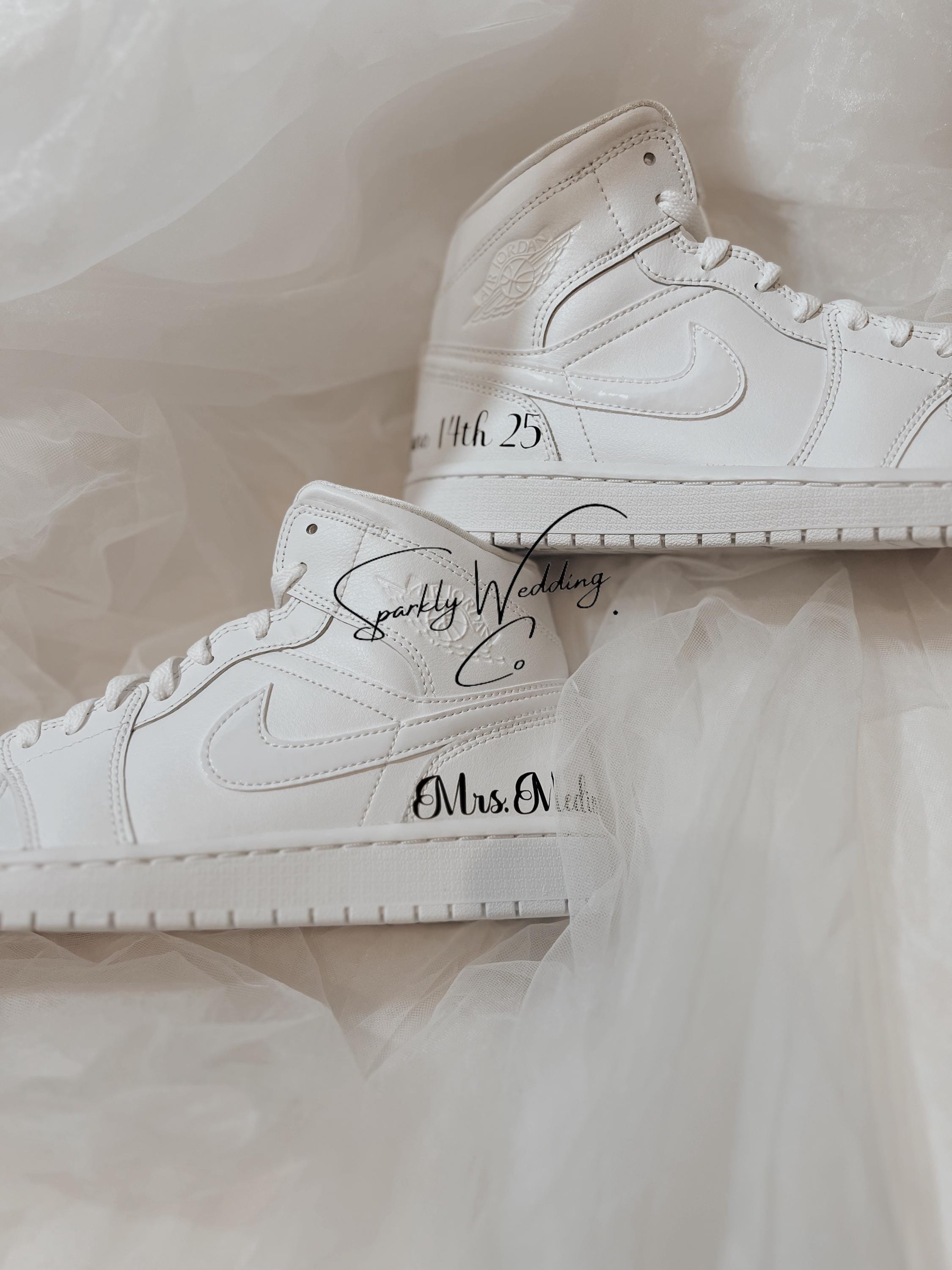 Custom Wedding Air Jordan Mid Sneakers: Bride and Groom Set - Etsy