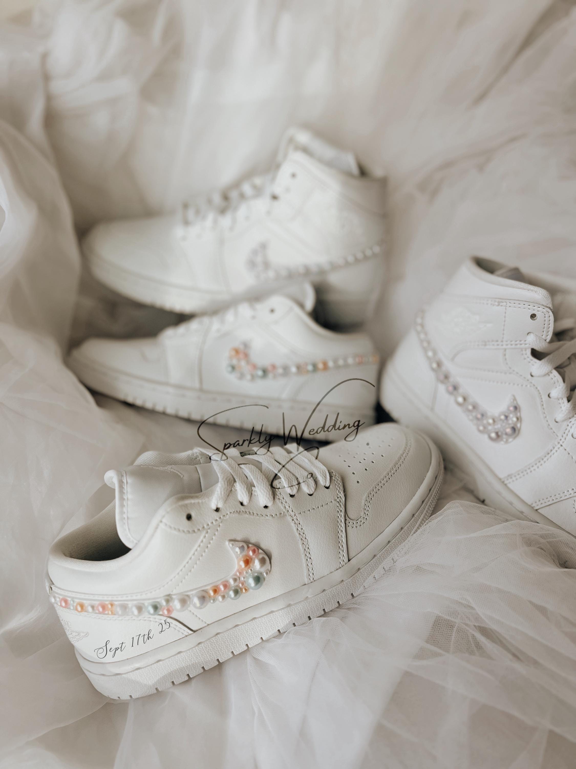 Nike Wedding Air Jordan Sneakers, Air Jordan Low Wedding Bride Sneakers ...