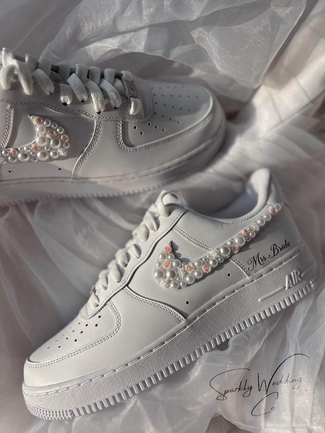 Rose Wedding Sneakers Custom Nike Air Force 1 for Bride - Etsy