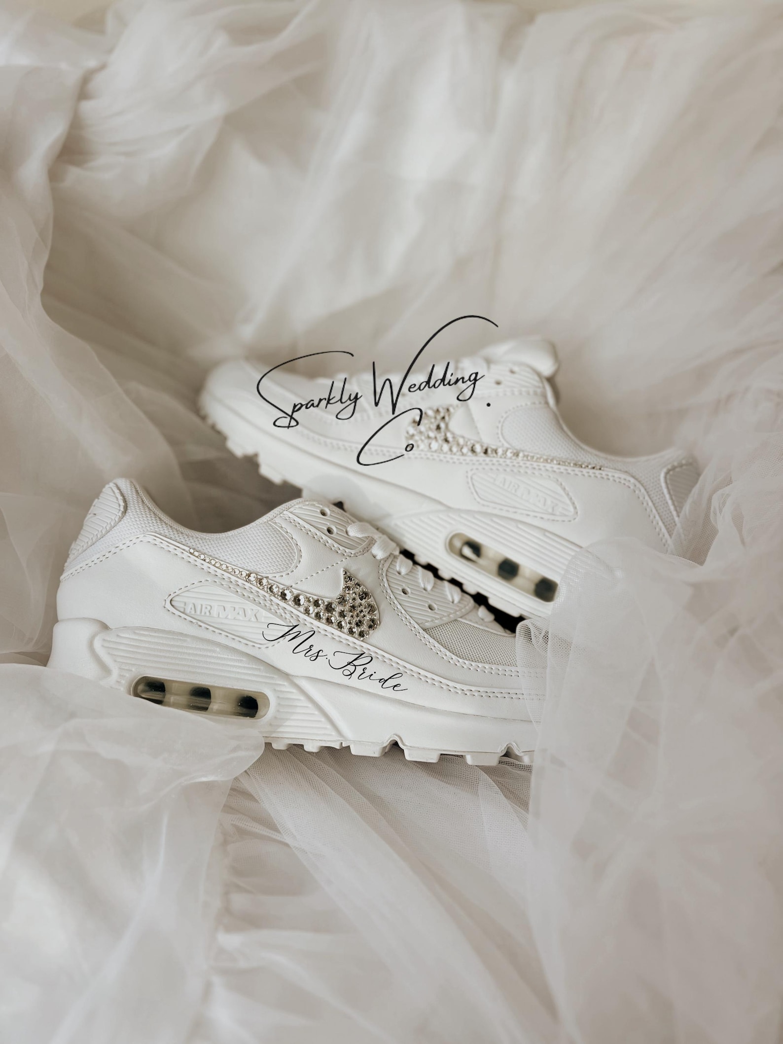 Wedding Sneakers Custom Nike Air Max 90 Rhinestone Bridal Shoes ...