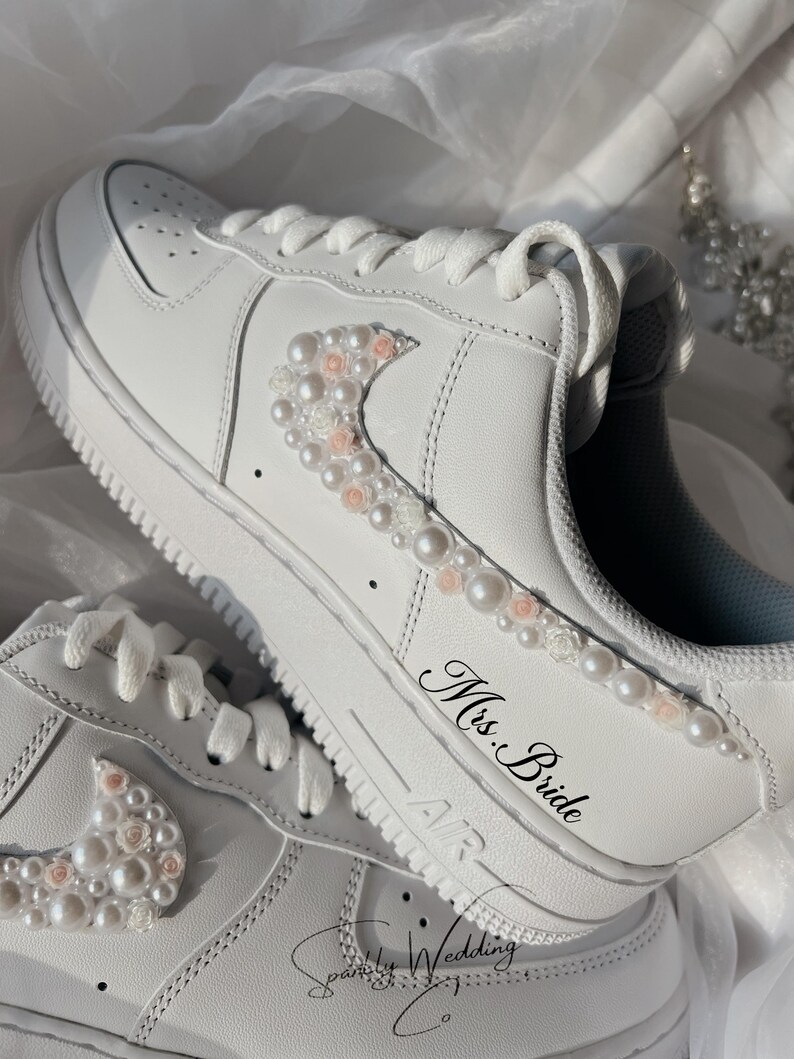 Nike Roses Wedding Sneakers ,air Force Wedding Bride Sneakers ,custom ...