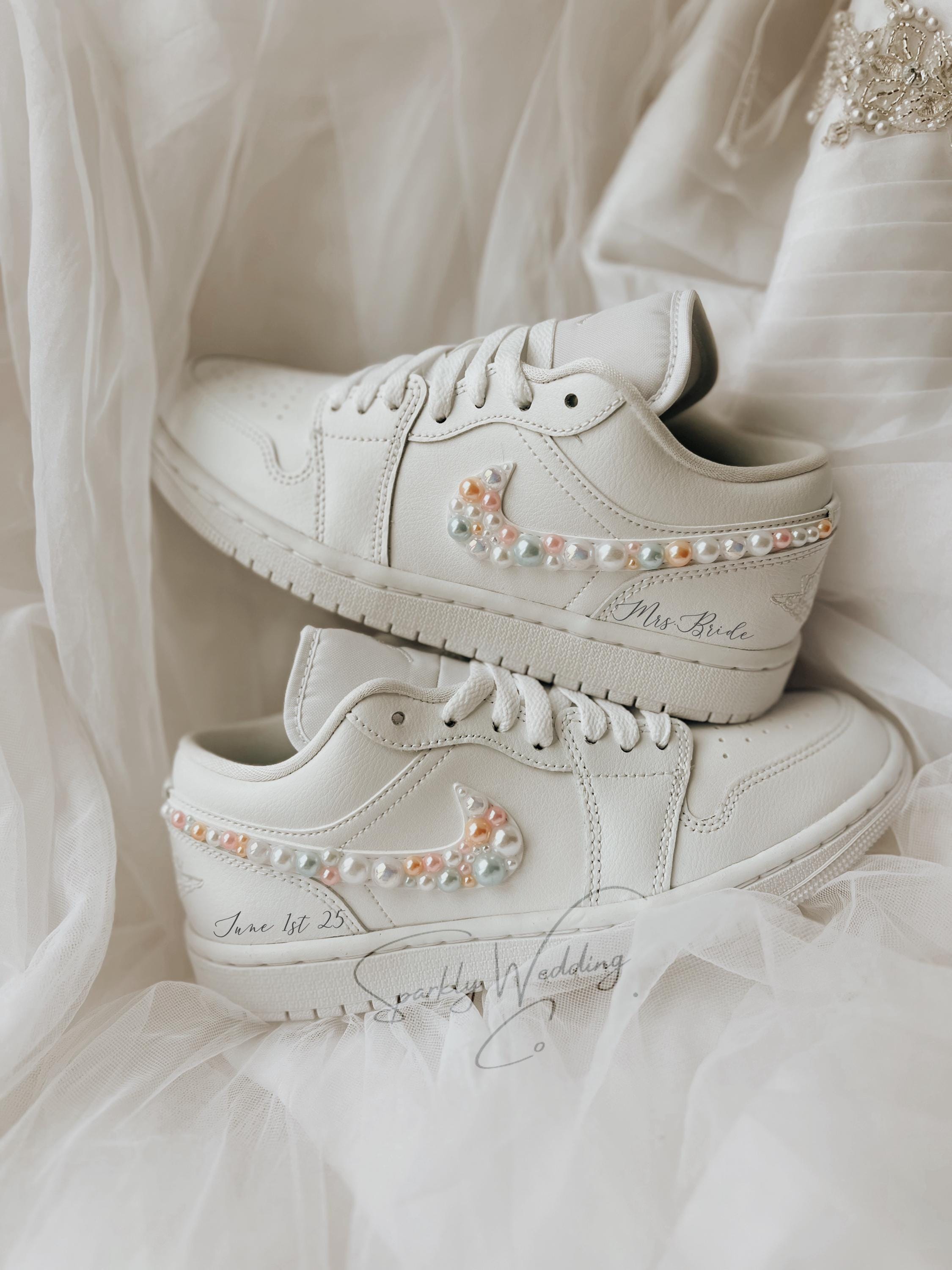 Nike Wedding Air Jordan Sneakers, Air Jordan Low Wedding Bride Sneakers ...