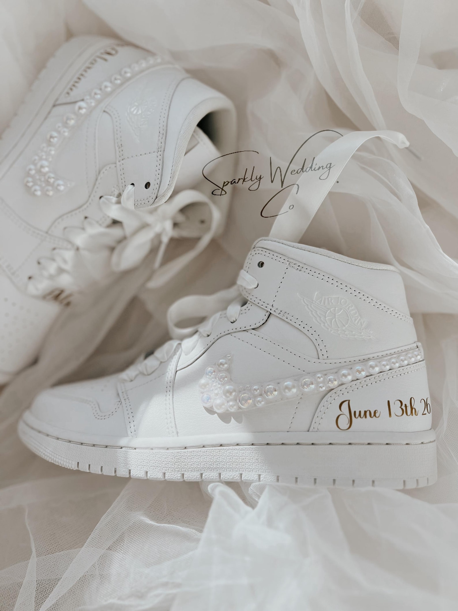 Nike All White Air Jordan Mid Wedding Sneakers for Bride - Etsy
