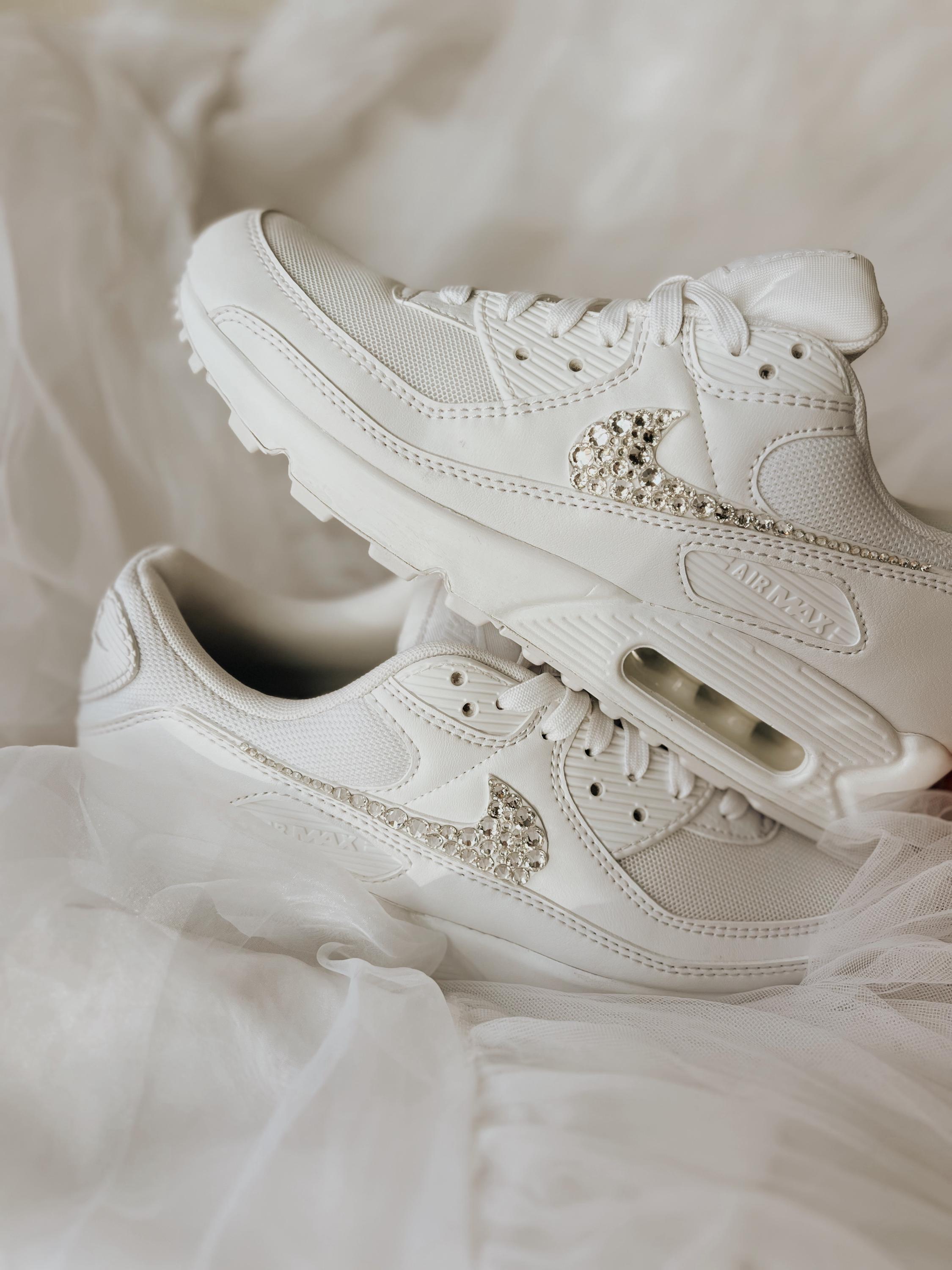 Wedding Sneakers Custom Nike Air Max 90 Rhinestone Bridal Shoes ...