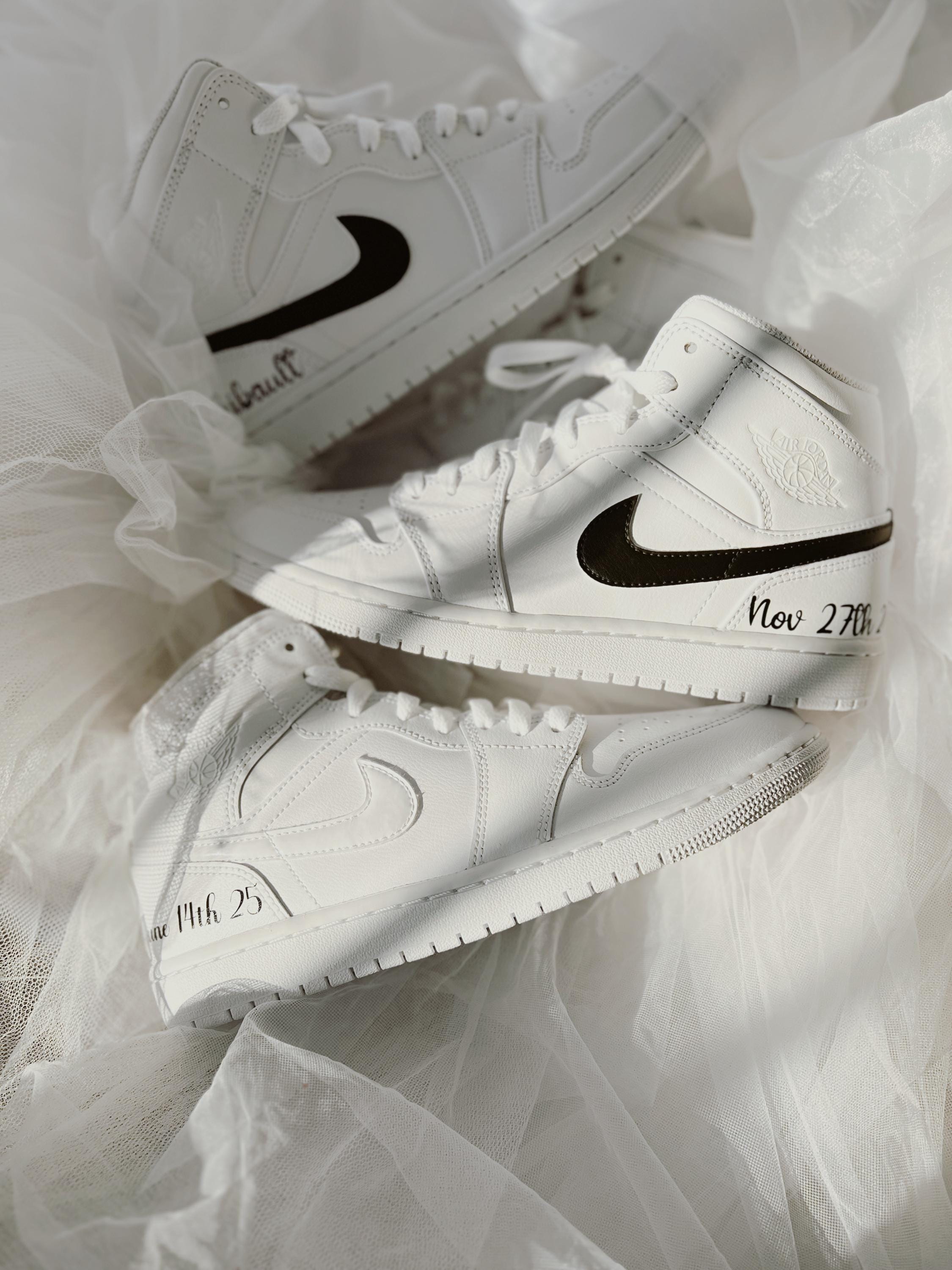 Custom Wedding Air Jordan Mid Sneakers: Bride and Groom Set - Etsy