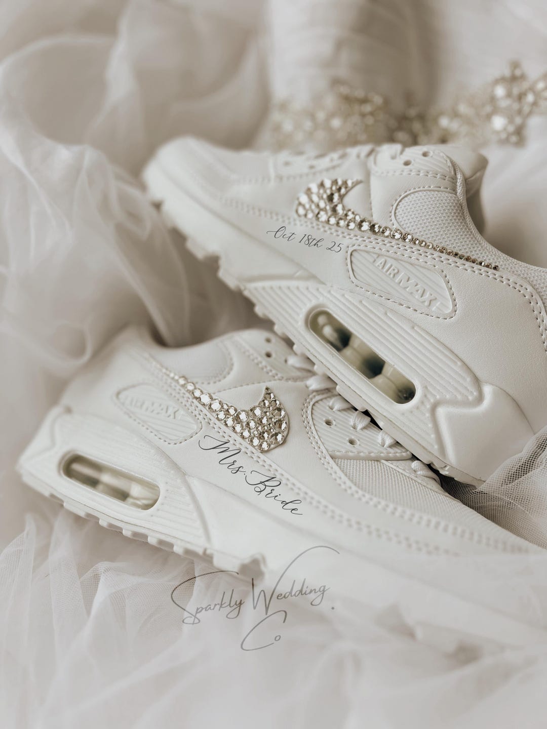 Wedding Sneakers Custom Nike Air Max 90 Rhinestone Bridal Shoes - Etsy