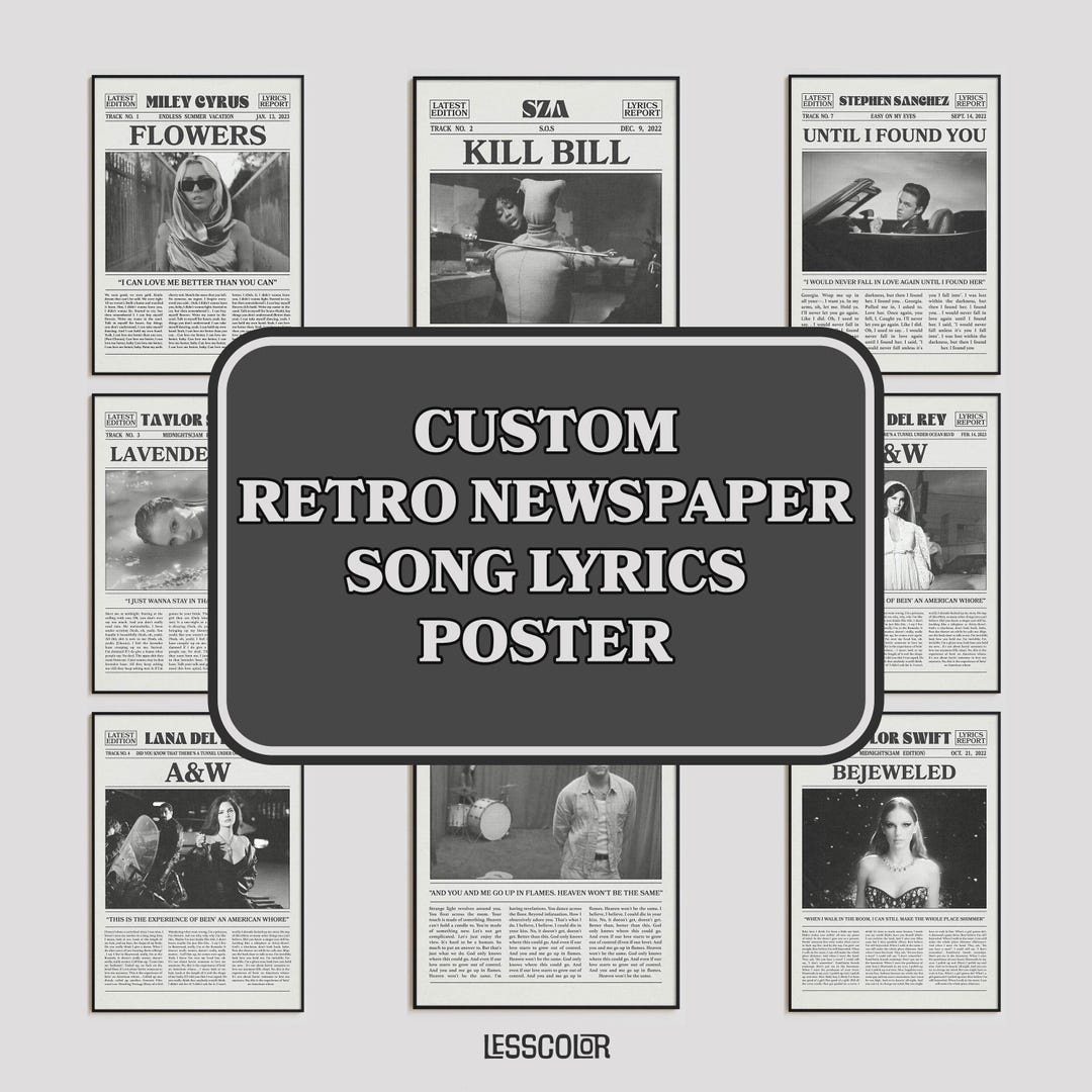 Request Your Retro Newspaper Print / Song Lyrics Poster / Request Your ...