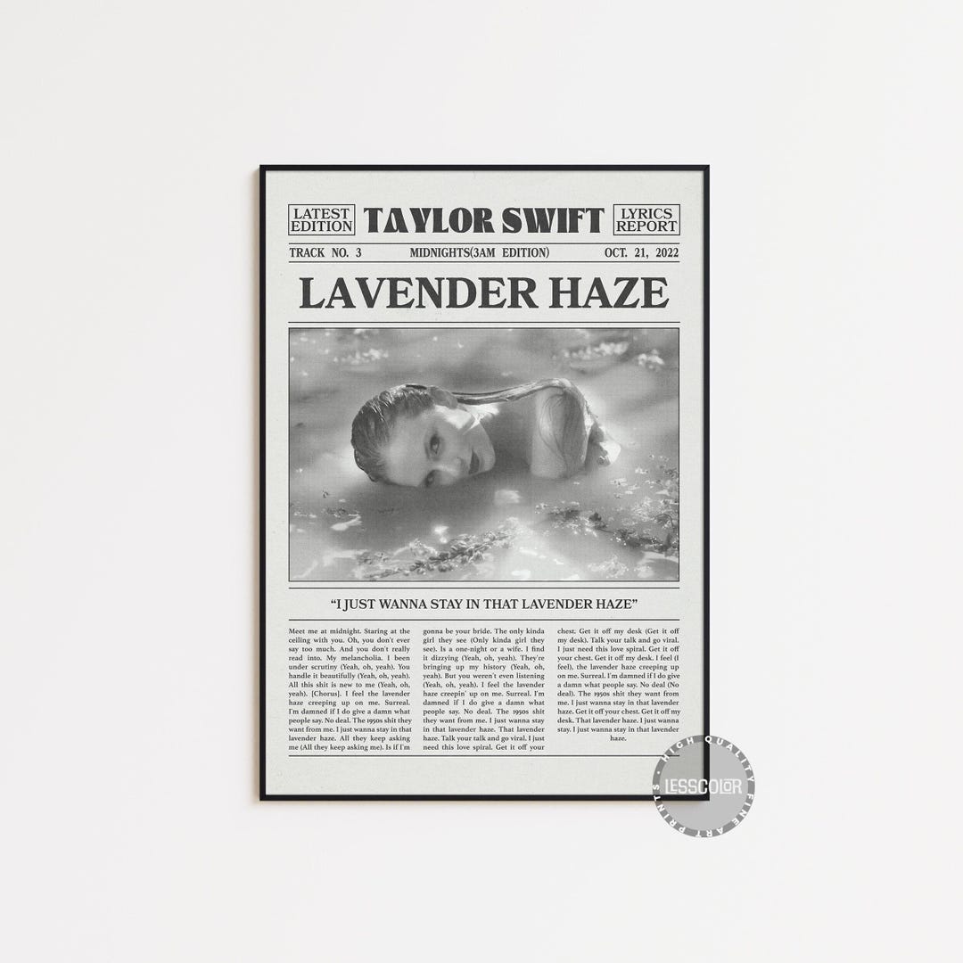 Taylor Swift Retro Newspaper Print, Lavender Haze Poster, Lavender Haze ...