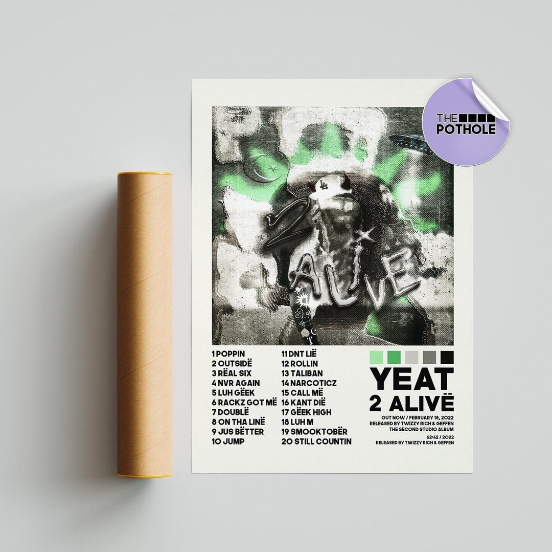 Yeat Posters / 2 Alive Poster, Album Cover Poster, Poster Print Wall Art, Music Band Poster ...
