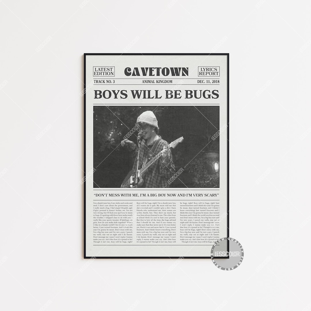 Cavetown Retro Newspaper Print, Boys Will Be Bugs Poster, Boys Will Be ...