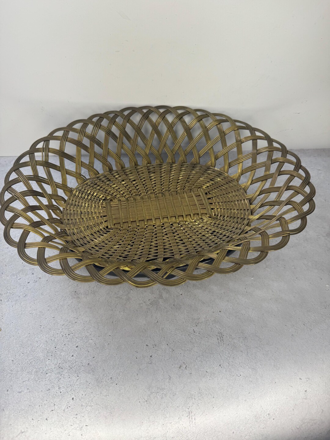 Vintage Brass Woven Weaved Oval Decorative Basket Bowl - Etsy