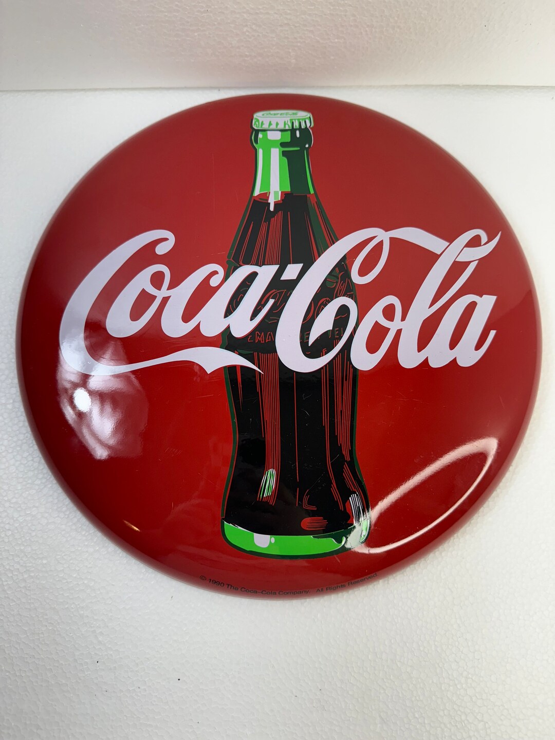 1990 Coca Cola Coke Round Button 12 Inch Metal Sign - Etsy
