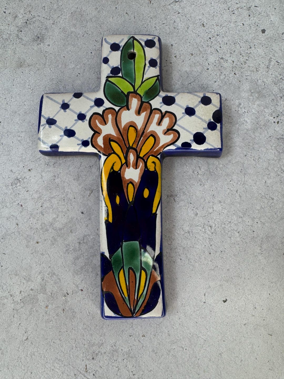 Vintage 2004 Talavera Mexican Pottery Hand Painted Cross Wall Art - Etsy