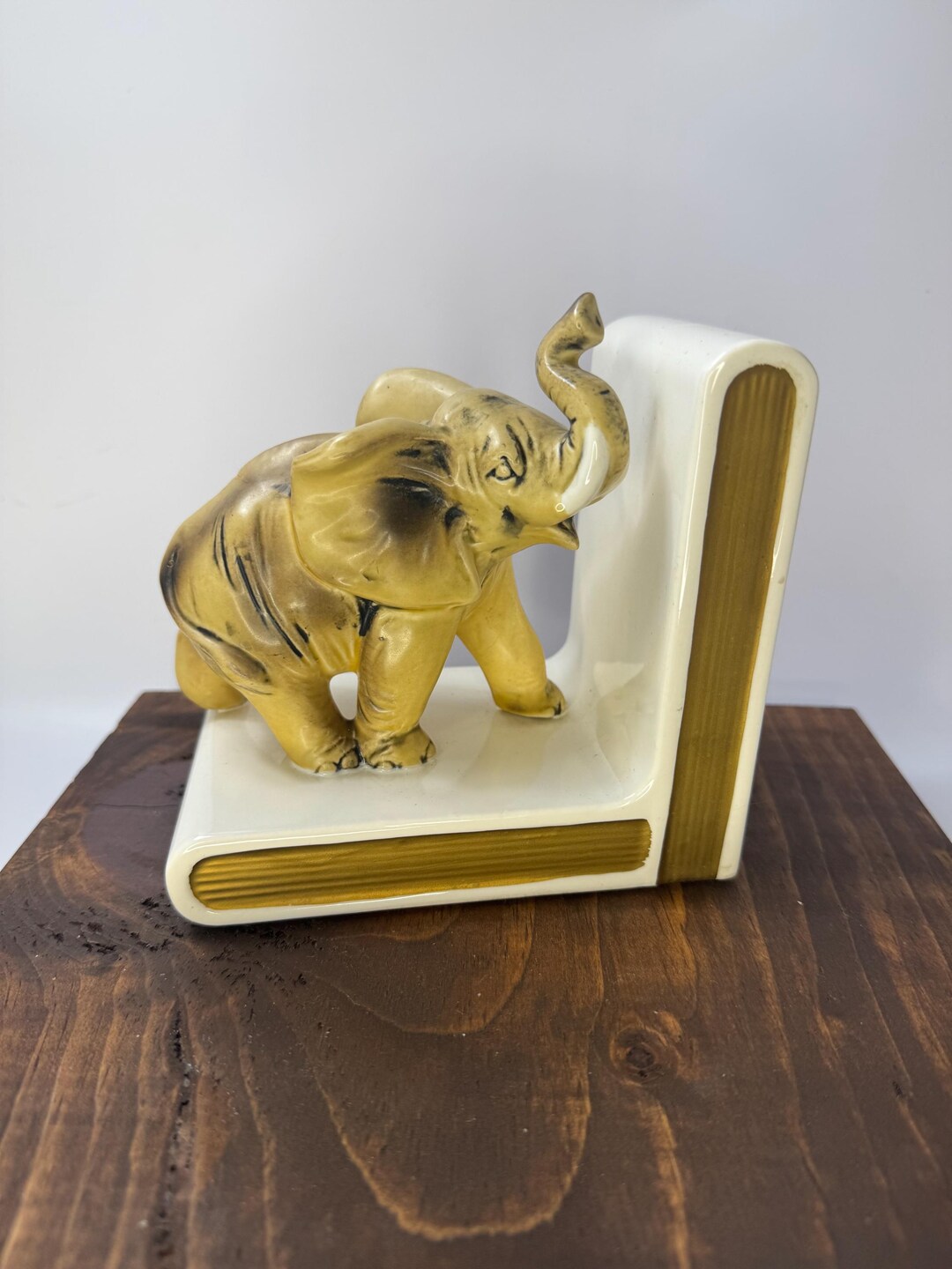 Vintage Lefton Elephant Bookend Trunk up Made in Japan MCM - Etsy