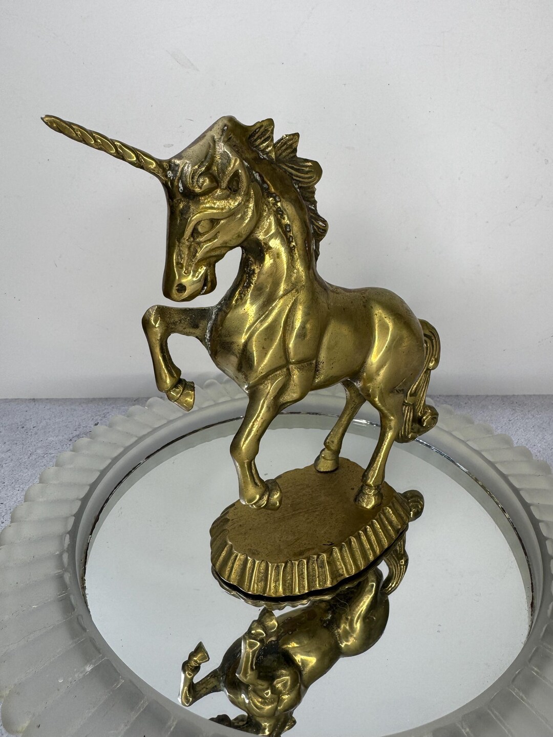 Vintage MCM Brass Unicorn on Stand 7 " Tall - Etsy