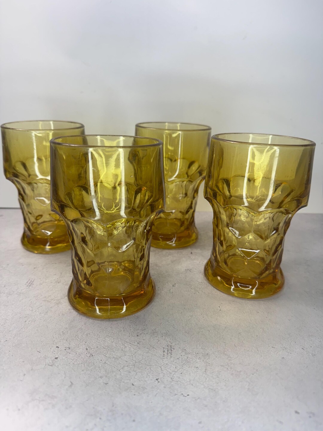 Vintage Anchor Hocking Georgian Amber Honeycomb Set of 4 Tumbler ...