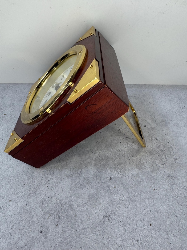 Vintage MCM Japan Seiko Quartz Brass Wood Accents Desk Mantle Clock - Etsy