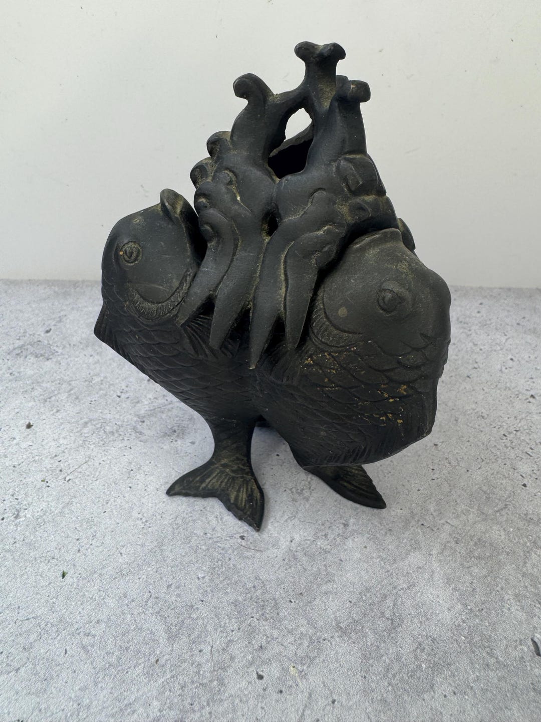 Vintage Cast Iron Japanese Koi Fish Incense Burner Candle Holder - Etsy