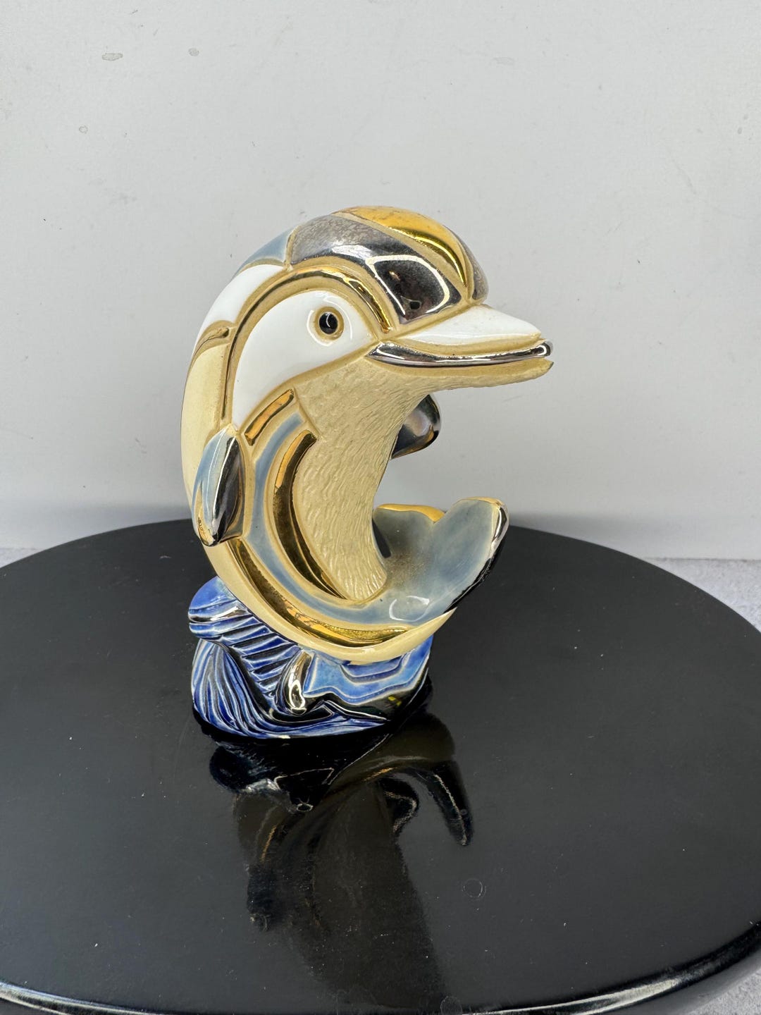 Vintage MCM Derosa Rinconada Hand Carved Dolphin Pottery Figurine Made ...