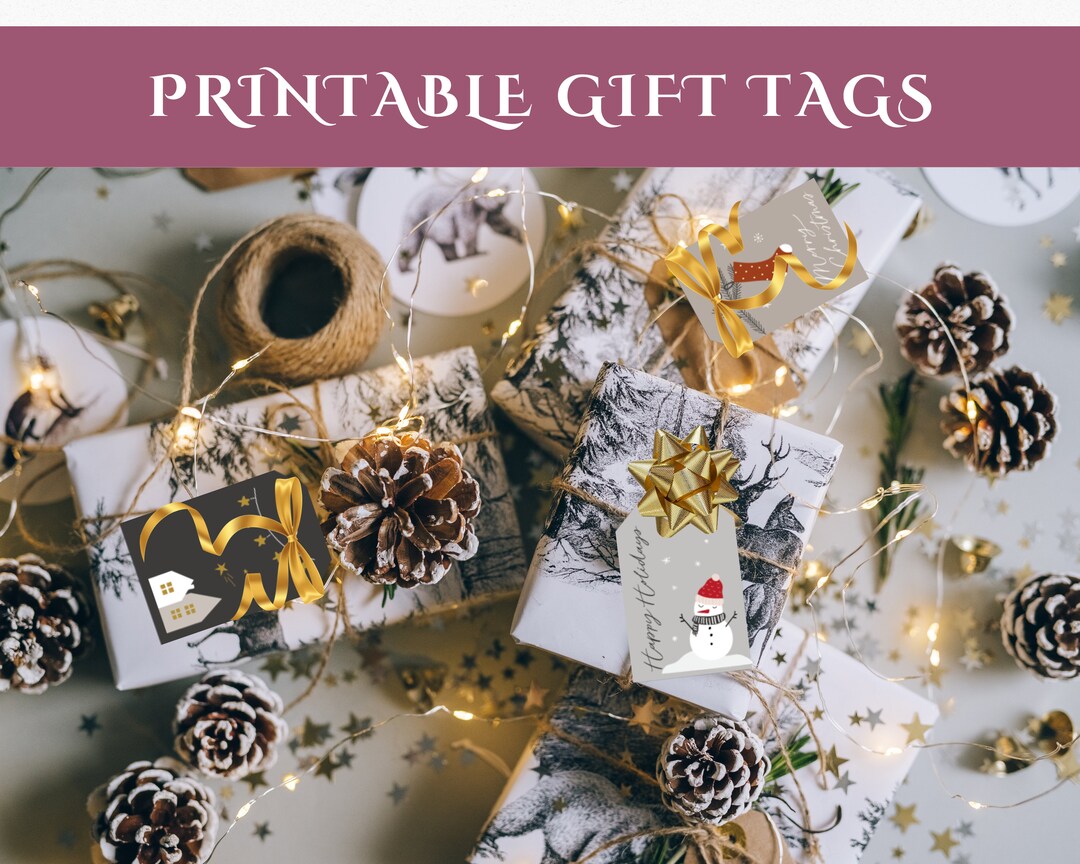 Festive Christmas Gift Tags - Printable Holiday Present Labels ...