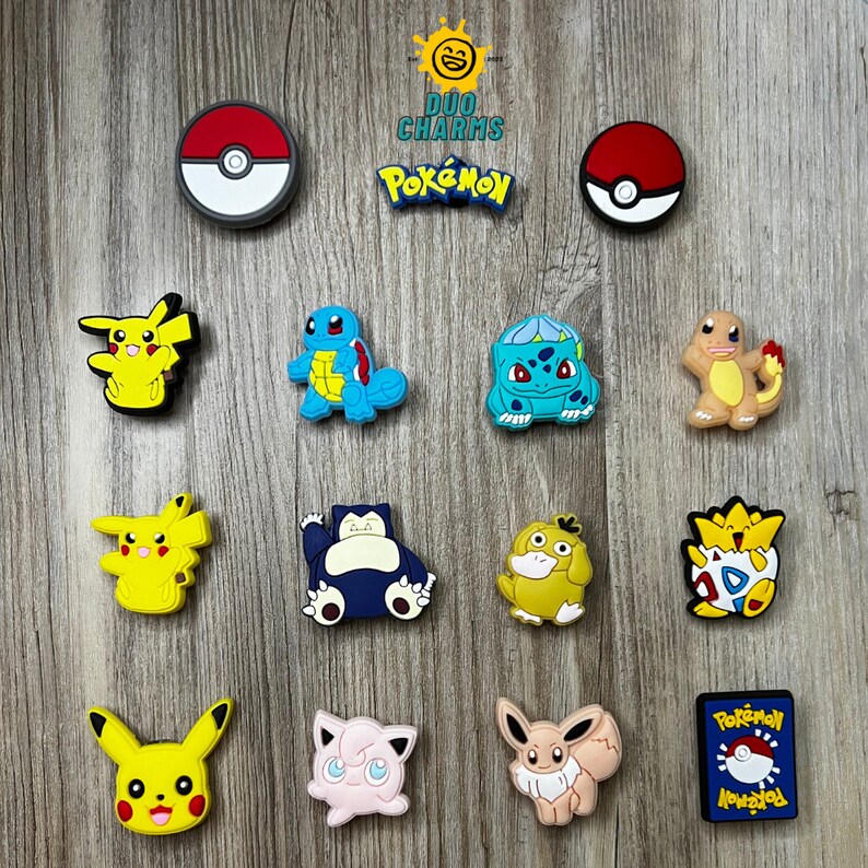 Pokemon Croc Charms Pikachu Squirtle Bulbasaur Charmander Jigglypuff ...