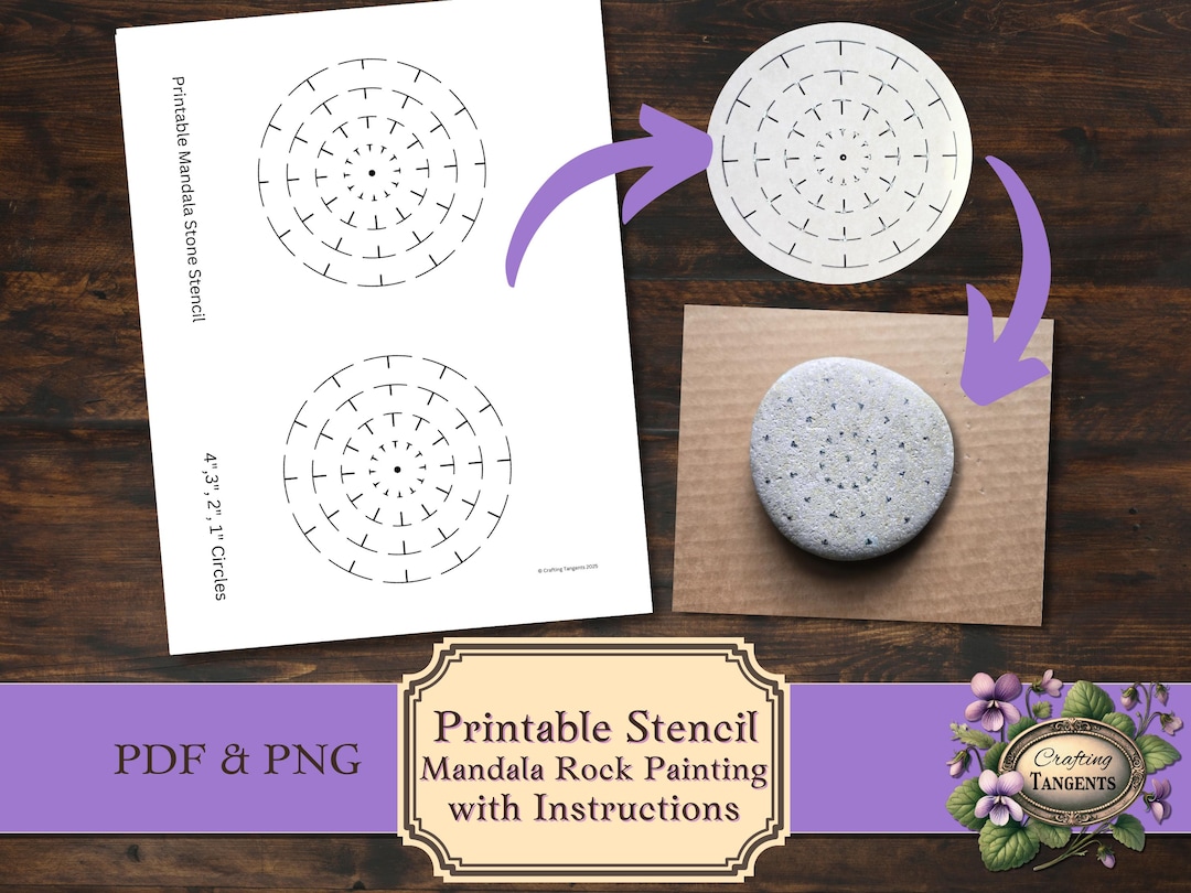 Mandala Rock Painting Stencil – Printable Reusable Dot Art Template for ...