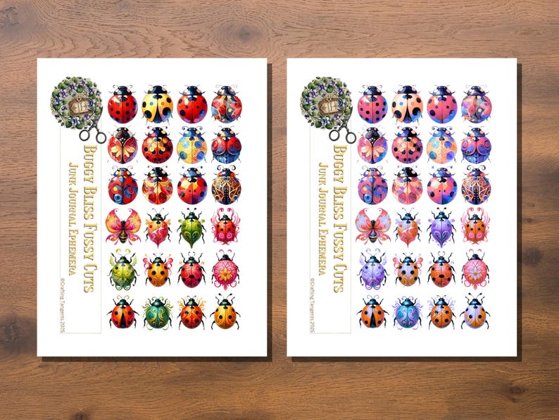 Buggy Bliss Ladybug Ephemera: Printable Insect Fussy Cuts for Journals ...