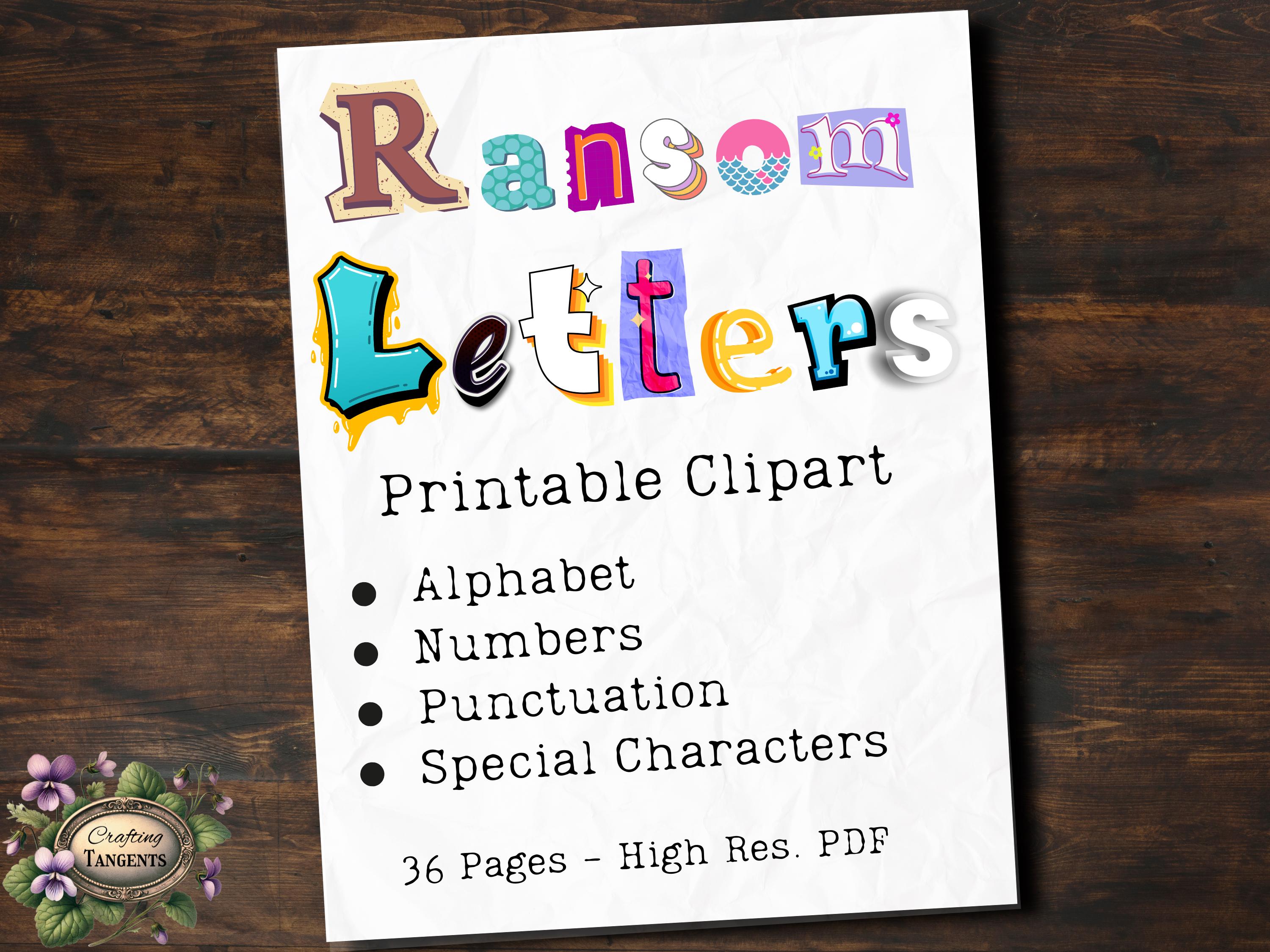 Ransom Letters Clipart Set – Printable Alphabet, Numbers and ...