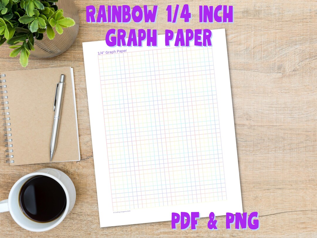 1/4 Inch Rainbow Graph Paper Printable PDF for Bullet Journals, Art ...