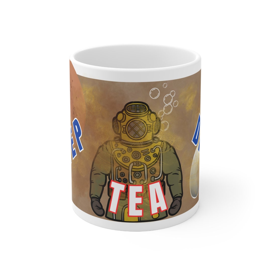 Deep Tea Diver Funny Tea Cup. Diving Suit Image Humorous Coffee Mug ...