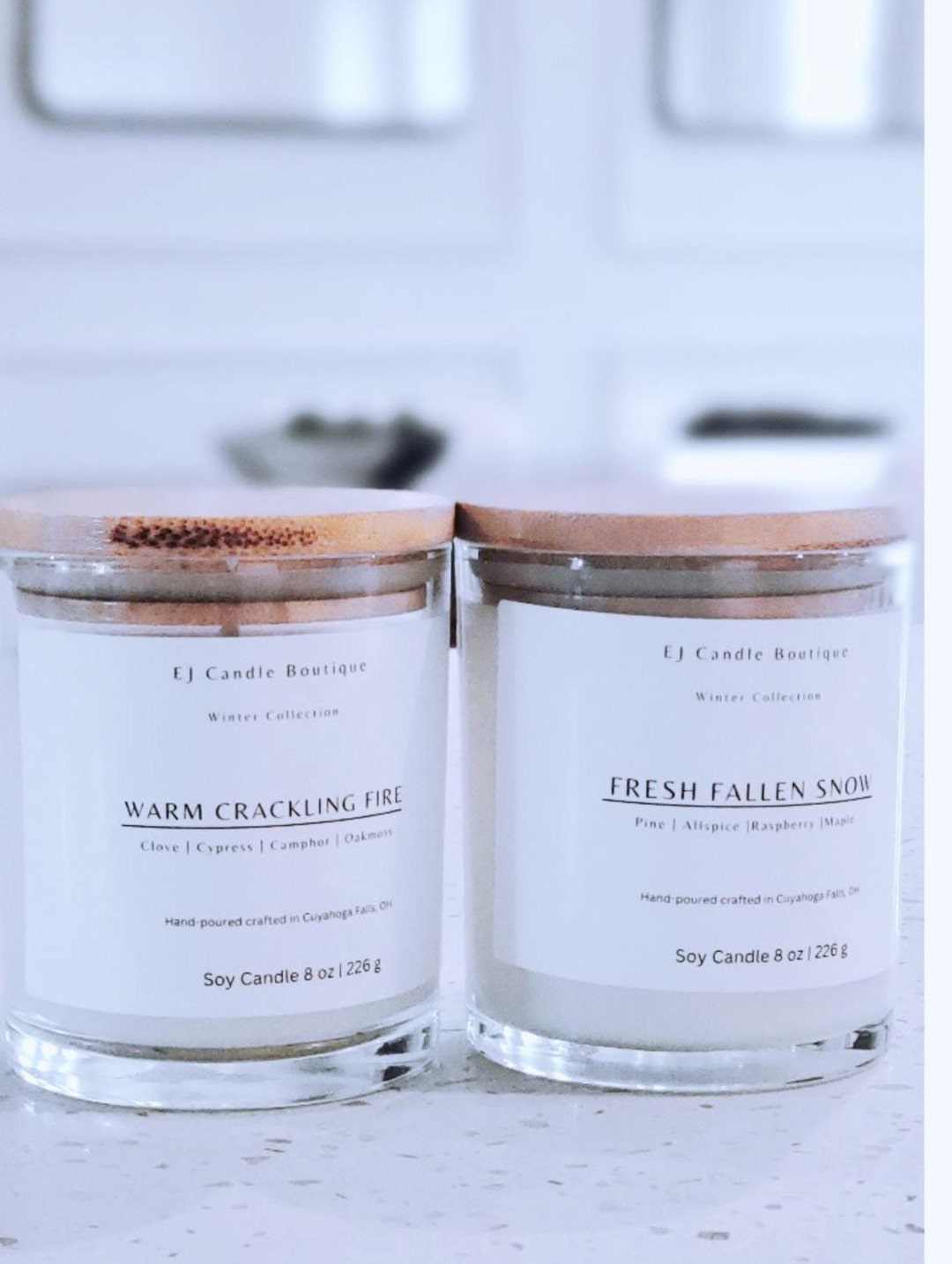 100% Natural Scented Soy Wax Candle in Clear Glass Vessel 4 Oz and 8 Oz ...