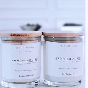 100% Natural Scented Soy Wax Candle in Clear Glass Vessel 4 Oz and 8 Oz ...