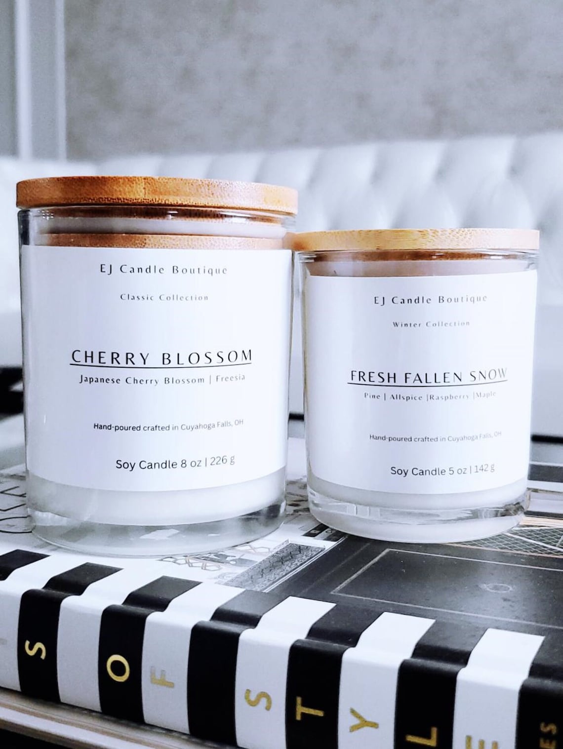 100% Natural Scented Soy Wax Candle in Clear Glass Vessel 4 Oz and 8 Oz ...