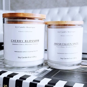 100% Natural Scented Soy Wax Candle in Clear Glass Vessel 4 Oz and 8 Oz ...