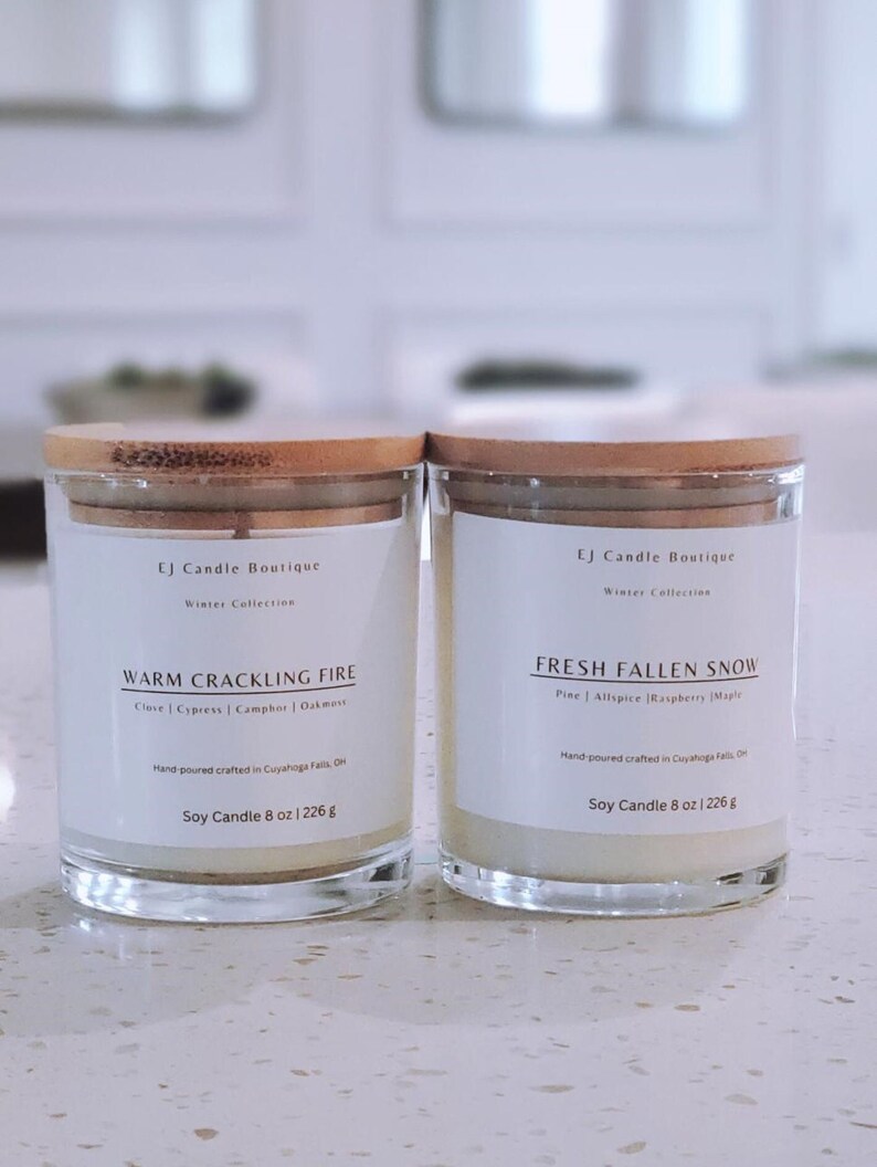 100% Natural Scented Soy Wax Candle in Clear Glass Vessel 4 Oz and 8 Oz ...