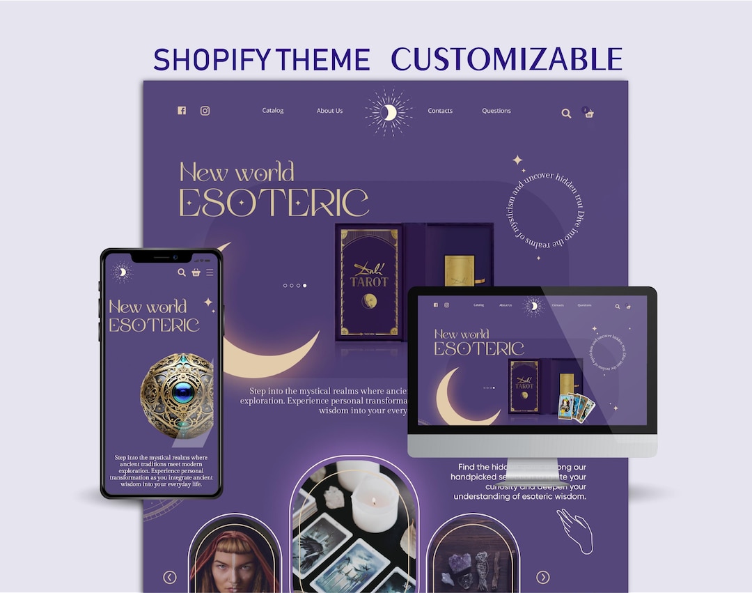 Premium Spiritual Shopify Theme, Purple Mystical Shopify, Crystals ...