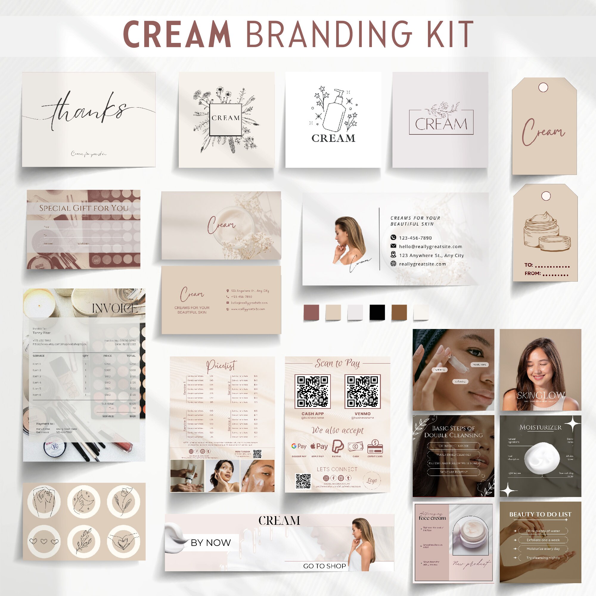 Brand Kit Bundle Pastel Branding Kit Brand Design Canva Editable ...
