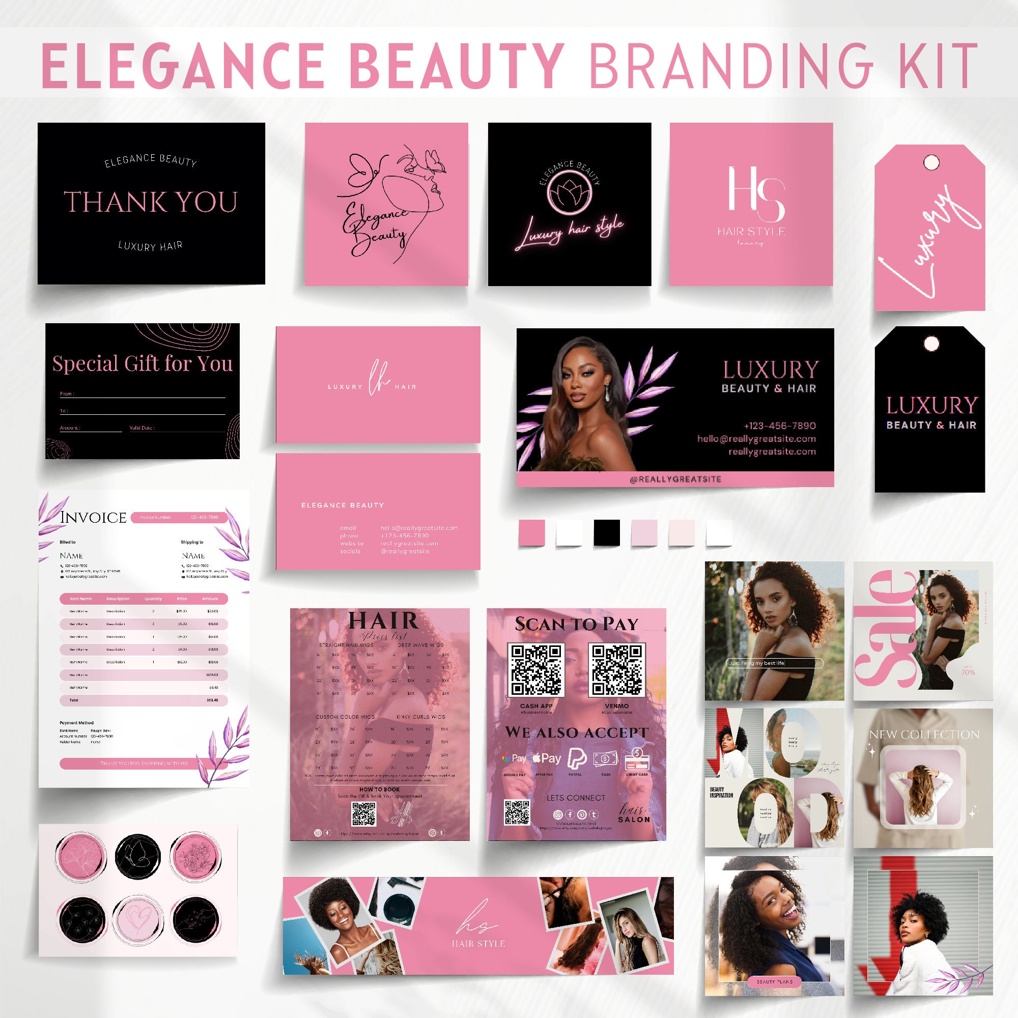 Branding Kit Pink Skincare Brand Kit Template Small Business Brand ...