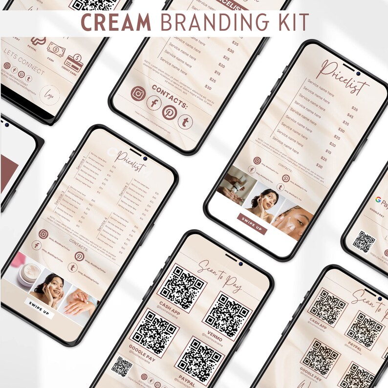 Brand Kit Bundle Pastel Branding Kit Editable Branding Package Makeup ...