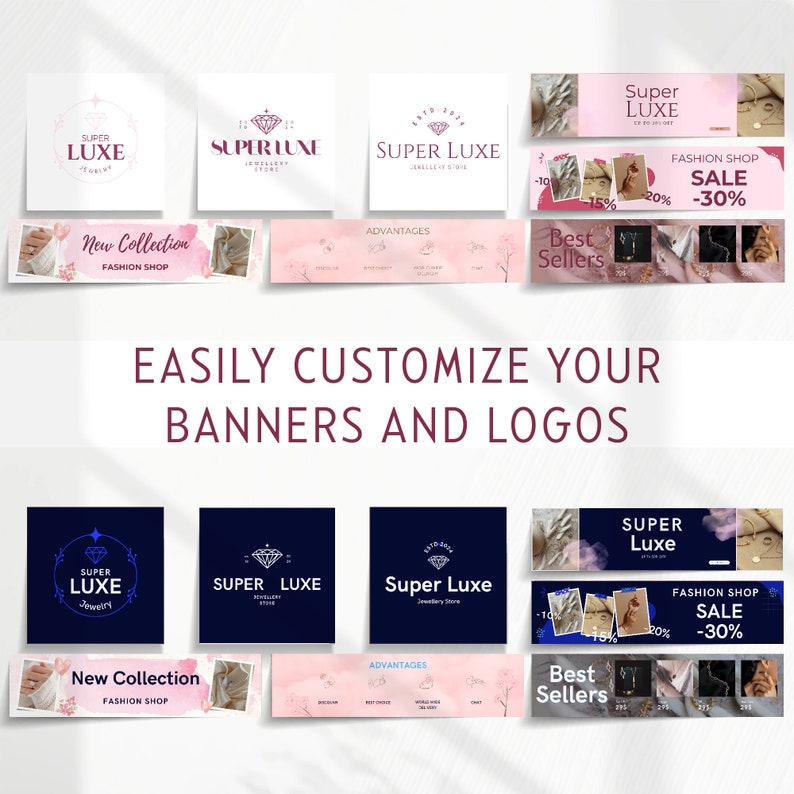 Clean Branding Kit for Small Business, White & Pink Brand Package ...