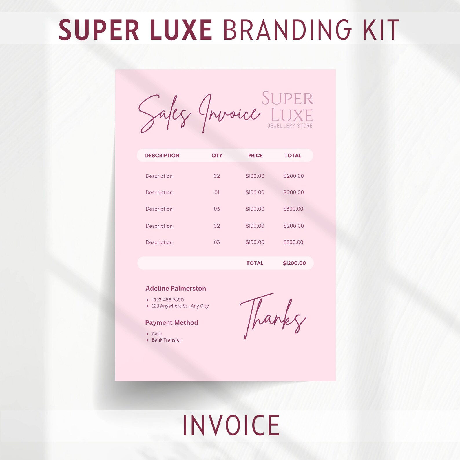 Clean Branding Kit for Small Business, White & Pink Brand Package ...