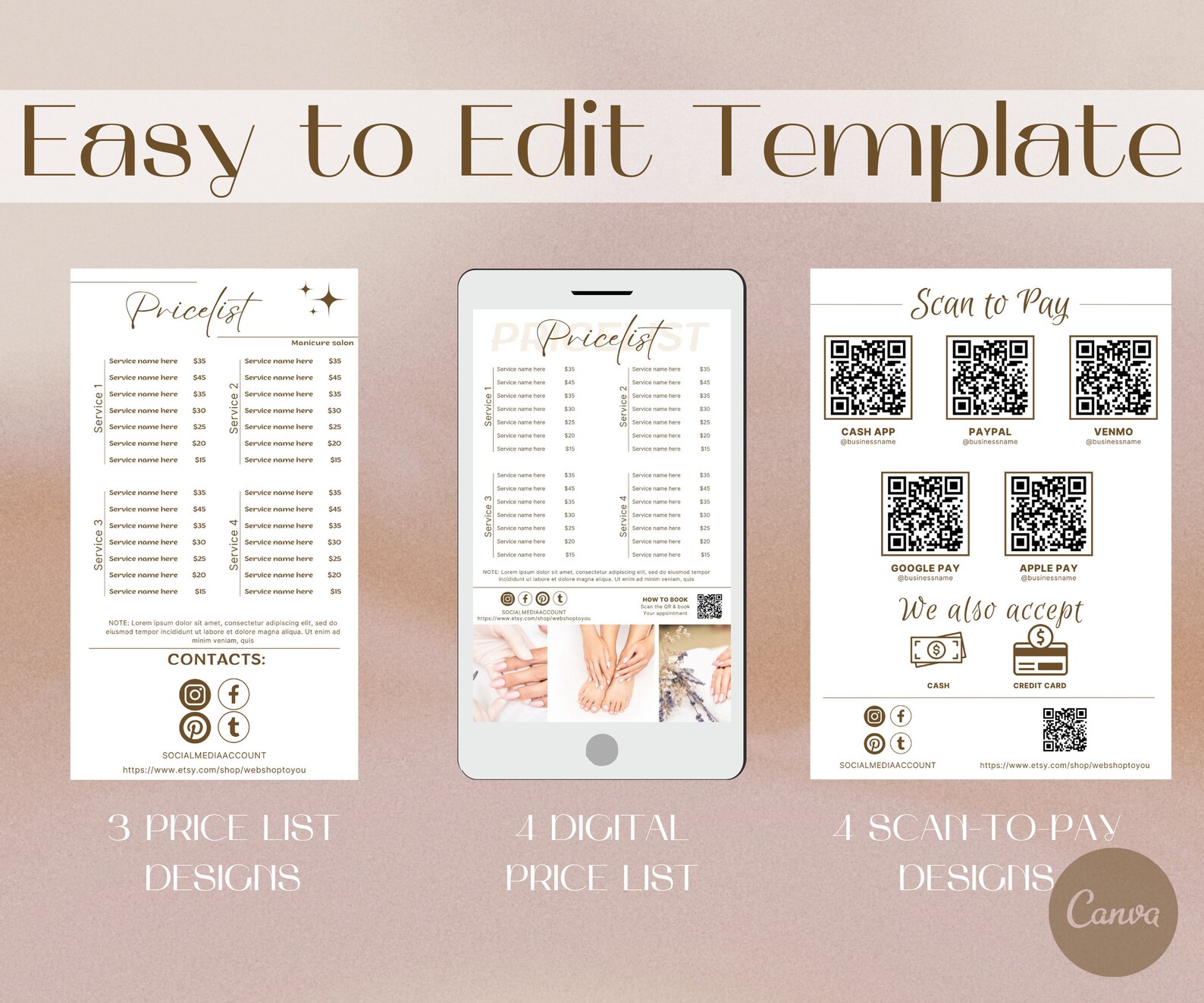 Price List Template, Editable Price List Template Canva, Bundle Price ...