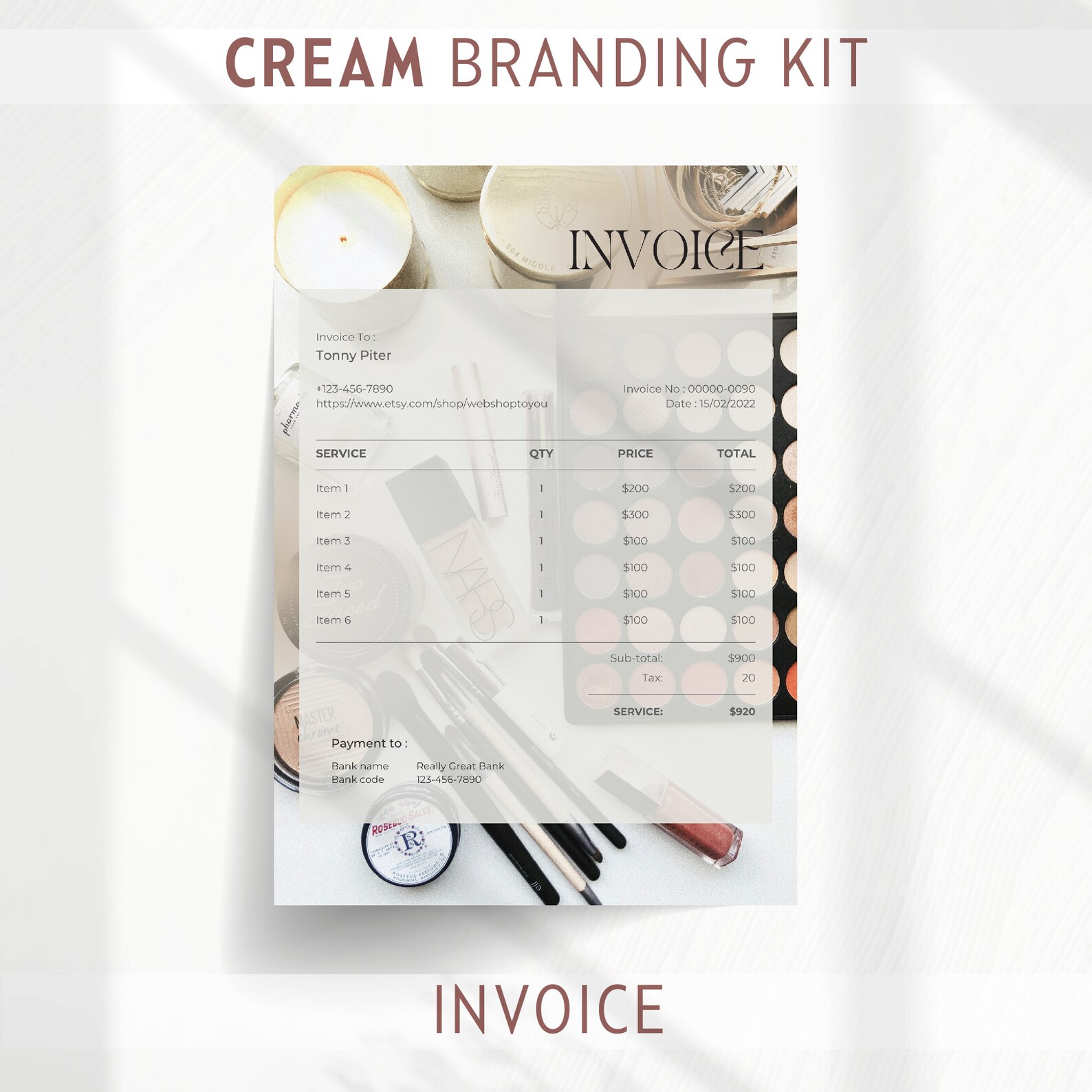 Brand Kit Bundle Pastel Branding Kit Editable Branding Package Makeup ...