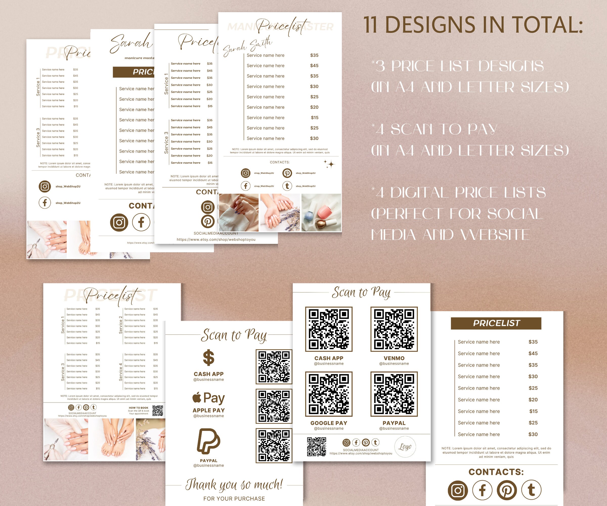 Price List Template, Editable Price List Template Canva, Bundle Price ...