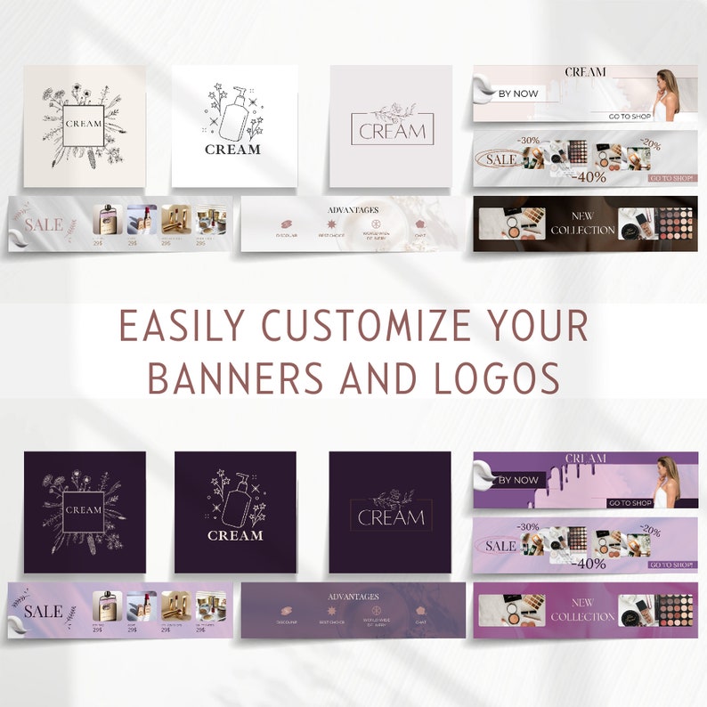 Brand Kit Bundle Pastel Branding Kit Editable Branding Package Makeup ...