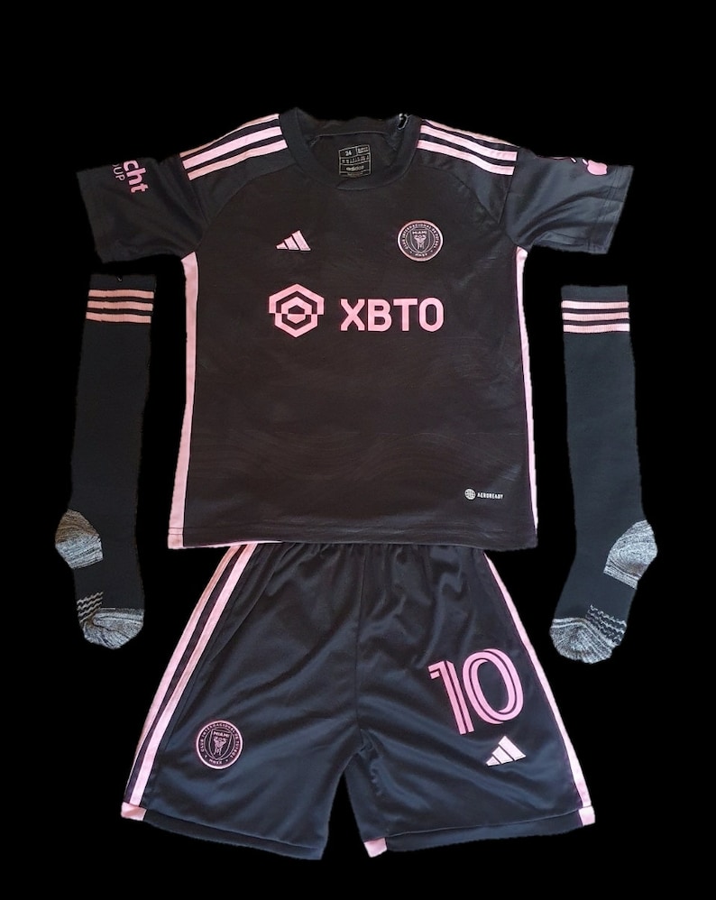 Messi 10 Kids 9-10 Boys/girls Football Kit Miami Black & Pink - Etsy