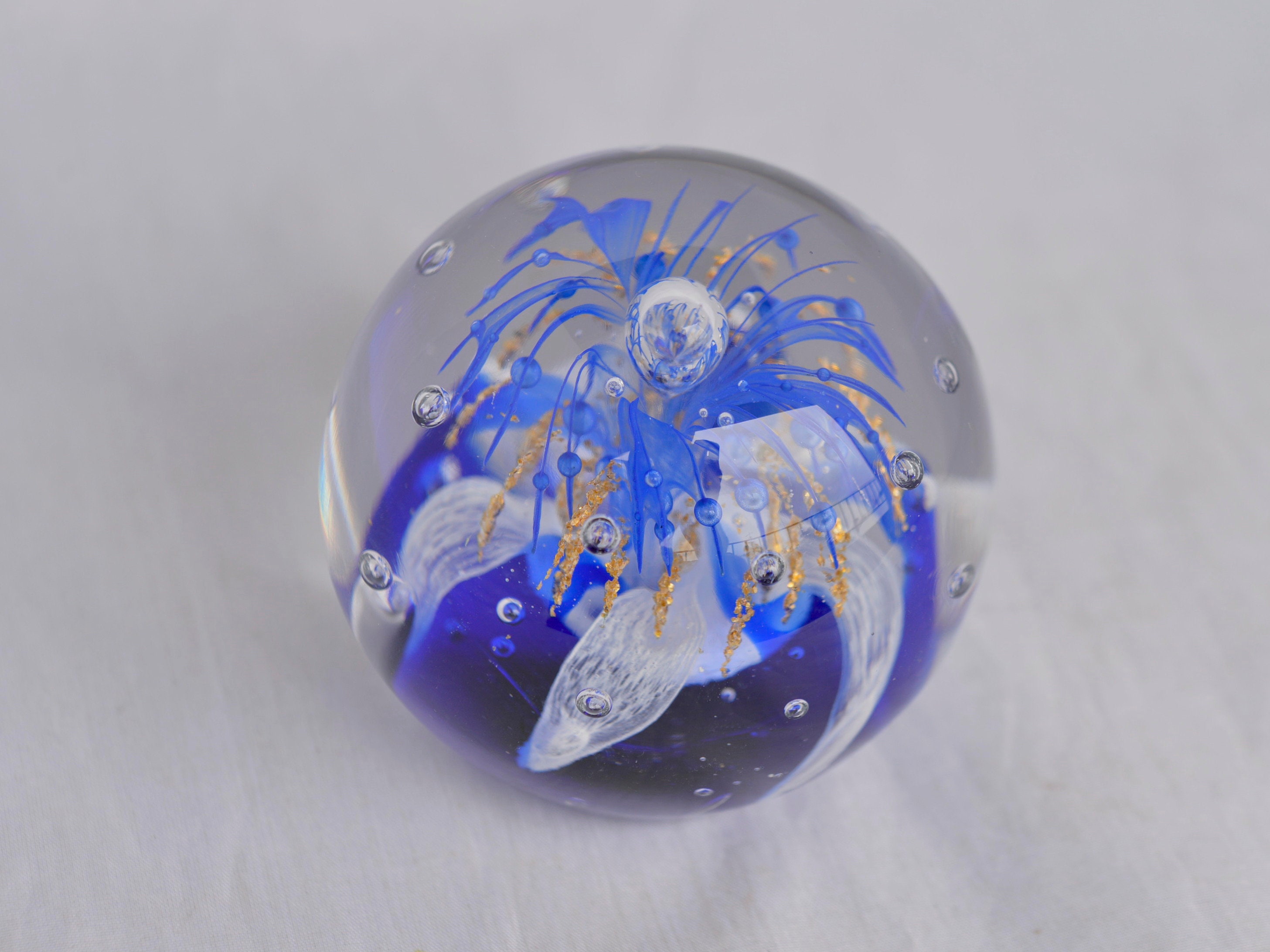 Glass Paperweight Hand Blown Made Desk Ornament Controlled Bubbles ...
